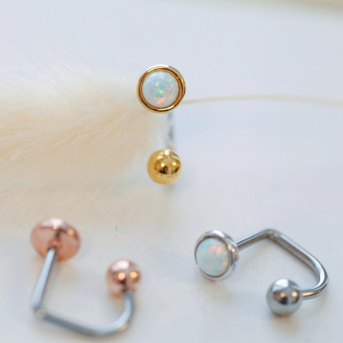 16g Opal Lip Ring – Origami Jewels